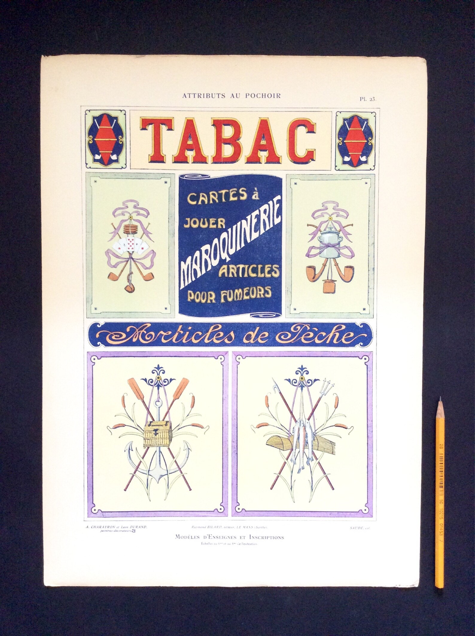Rare Antique Folio Print 1899 FRENCH POCHOIR TABAC Tobacciana ...