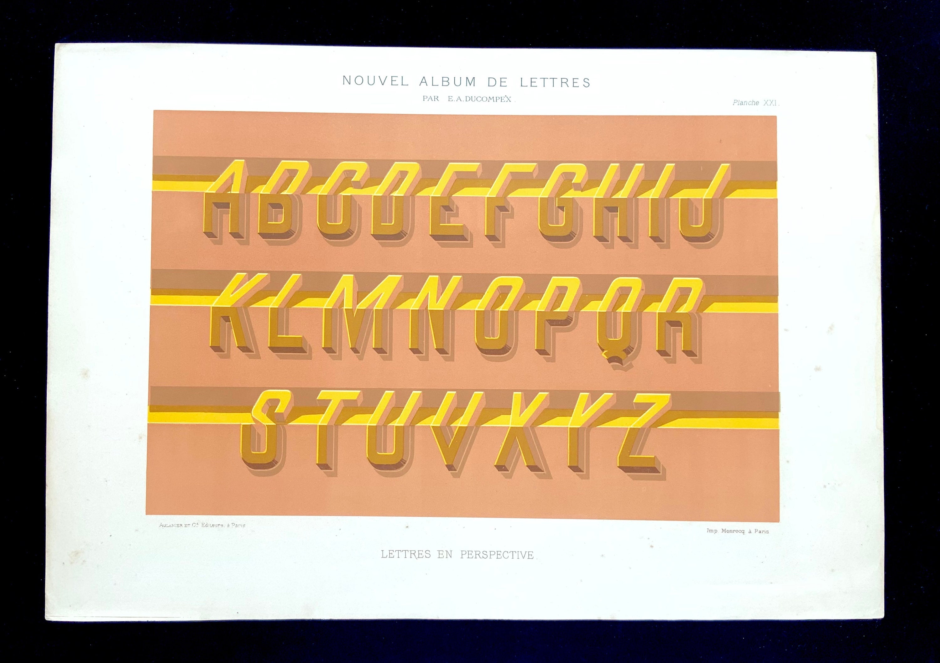 Rare 1885 TYPOGRAPHY ALPHABET Chromolithograph Antique Print Folio ...