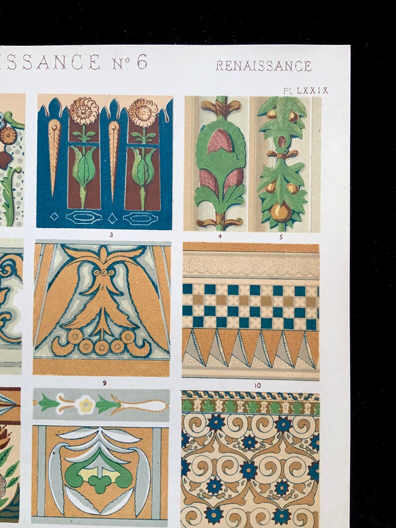 RENAISSANCE Antique Print 1856 DECORATIVE Art Chromolithograph ...