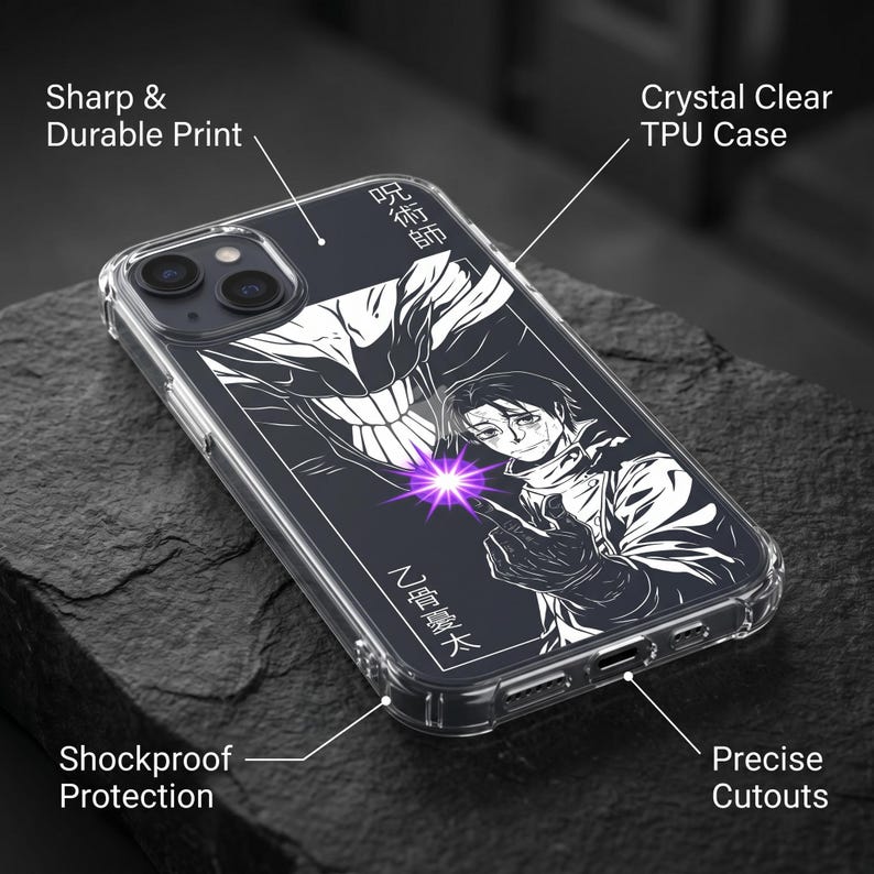 Anime Line Art | Clear Case | iPhone & Samsung | Fits 13 14 15 16 17 ...