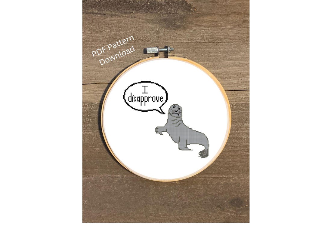 Seal of Disapproval Cross Stitch Pattern, Thumbs Down Cross Stitch ...