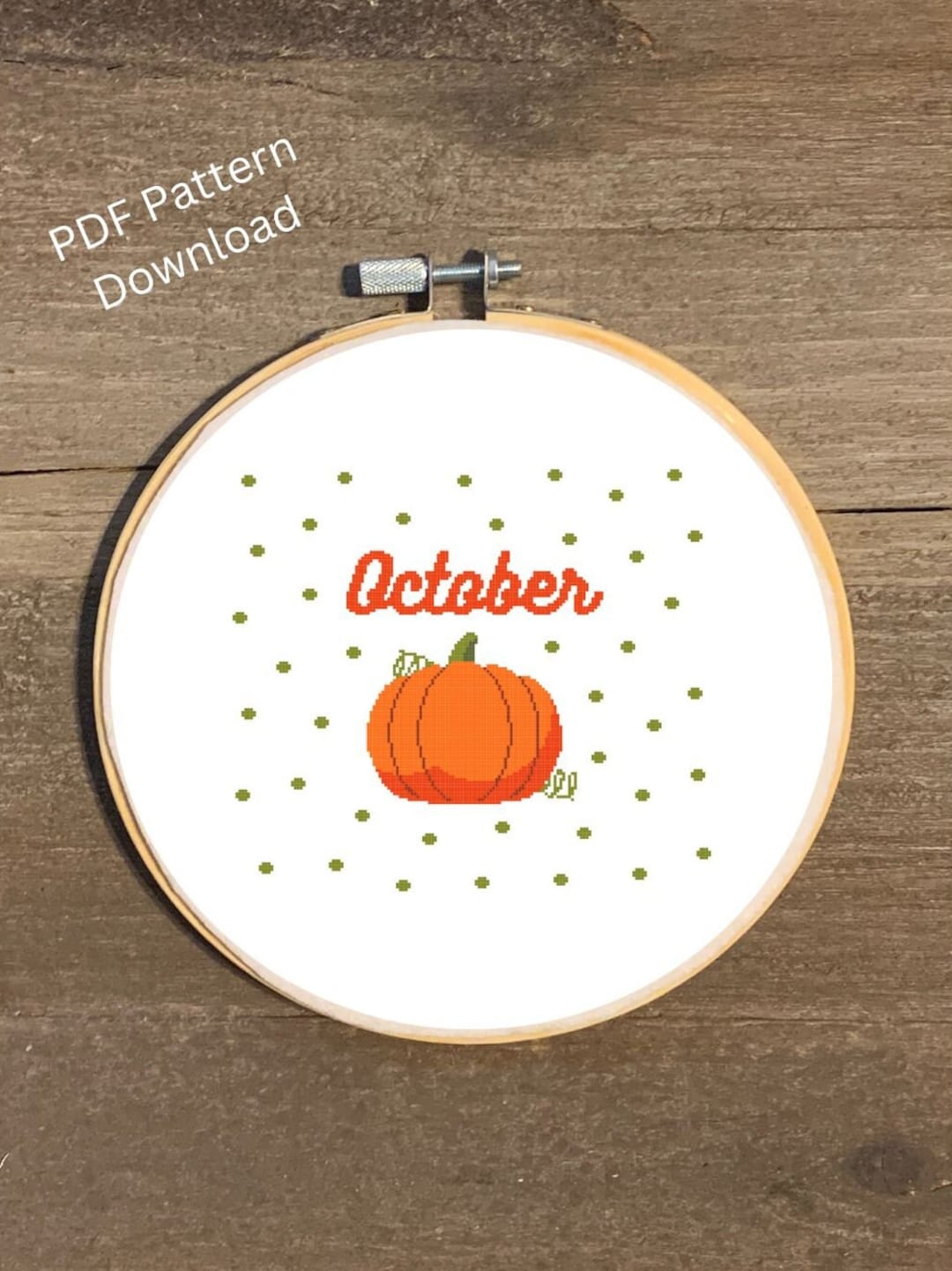 October Cross Stitch Pattern, October Fall Cross Stitch Chart, Months ...