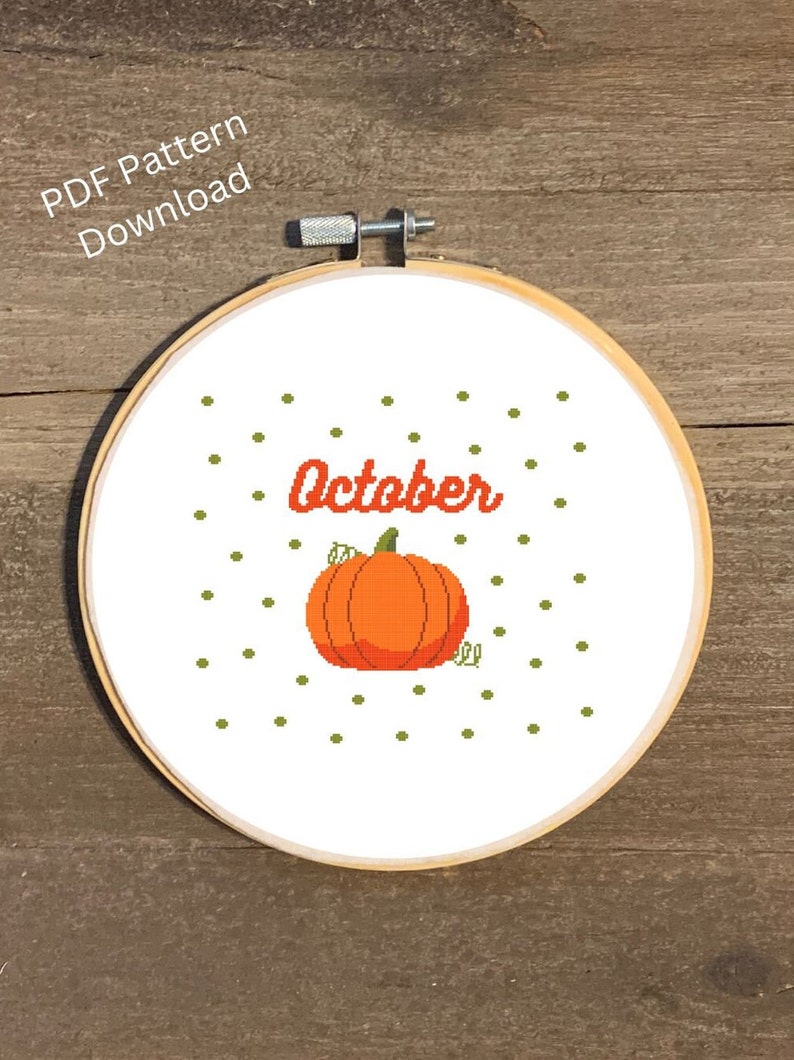 October Cross Stitch Pattern October Fall Cross Stitch Chart - Etsy