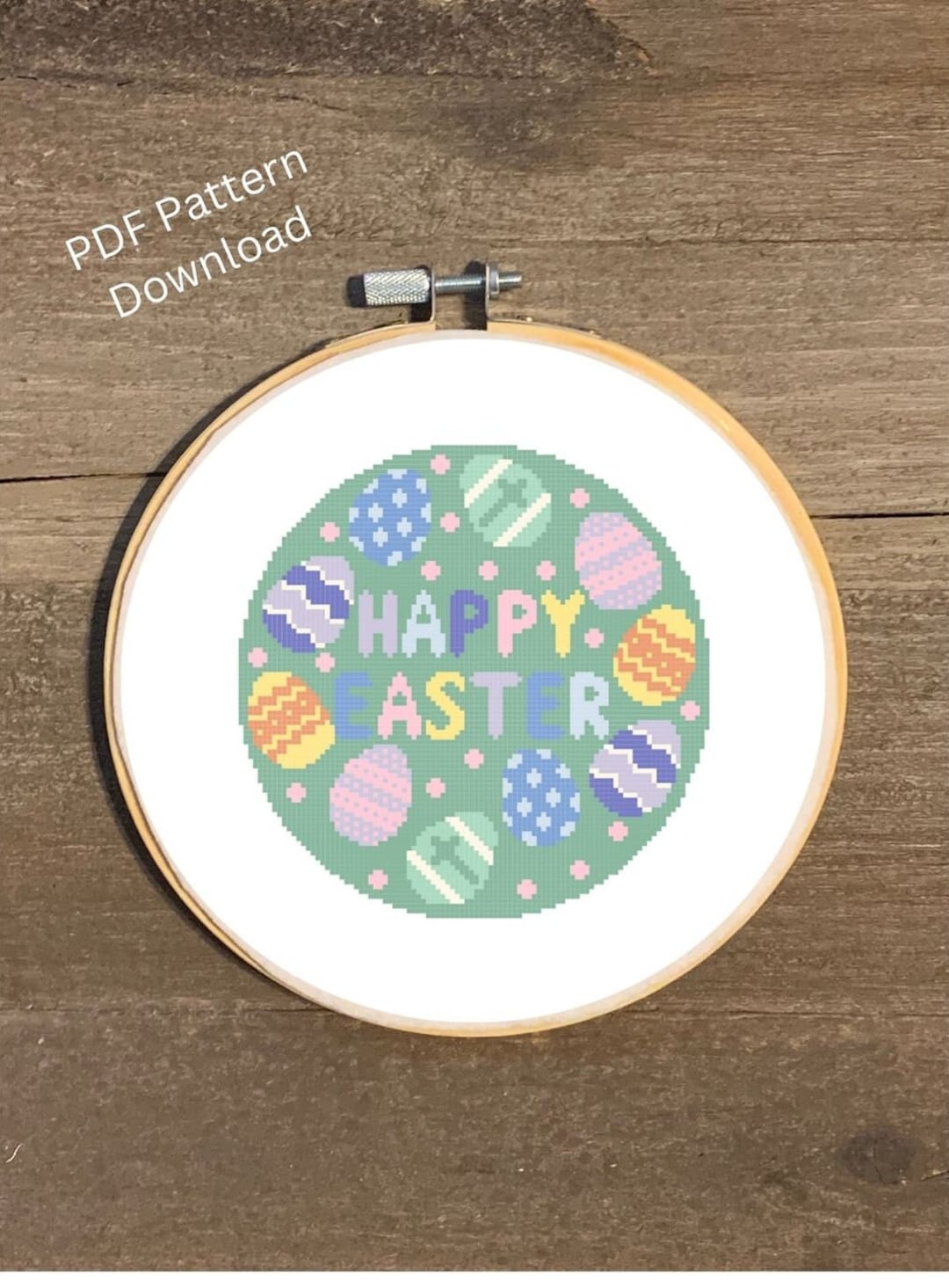Happy Easter Counted Cross Stitch Chart, Easter Cross Stitch Pattern ...