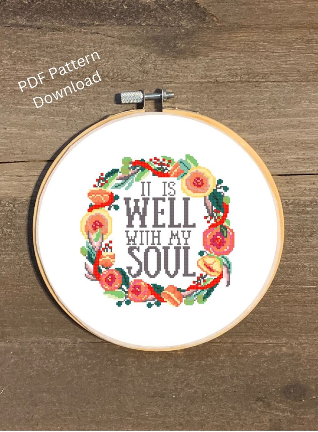 It is Well With My Soul Cross Stitch Pattern, It is Well Cross Stitch Chart, Hymn Cross Stitch ...