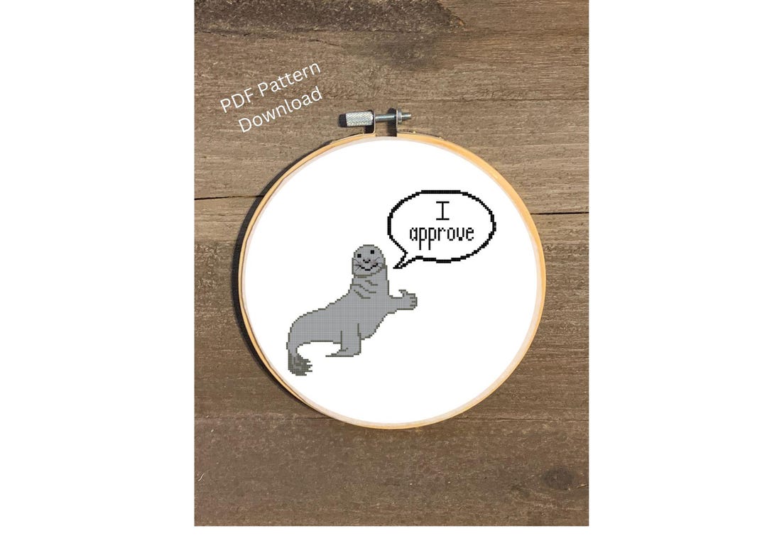 Seal of Approval Cross Stitch Pattern, Funny Embroidery (PDF Pattern ...