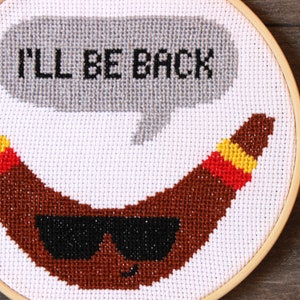 Boomerang Cross Stitch, Framed Finished Cross Stitch “i’ll Be Back ...