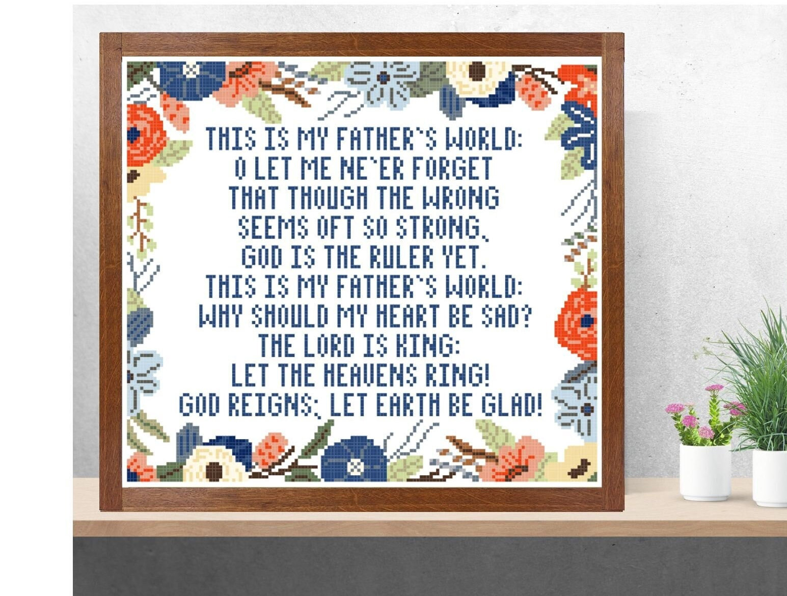 This is My Father's World Floral Hymn Cross Stitch Pattern (PDF ...