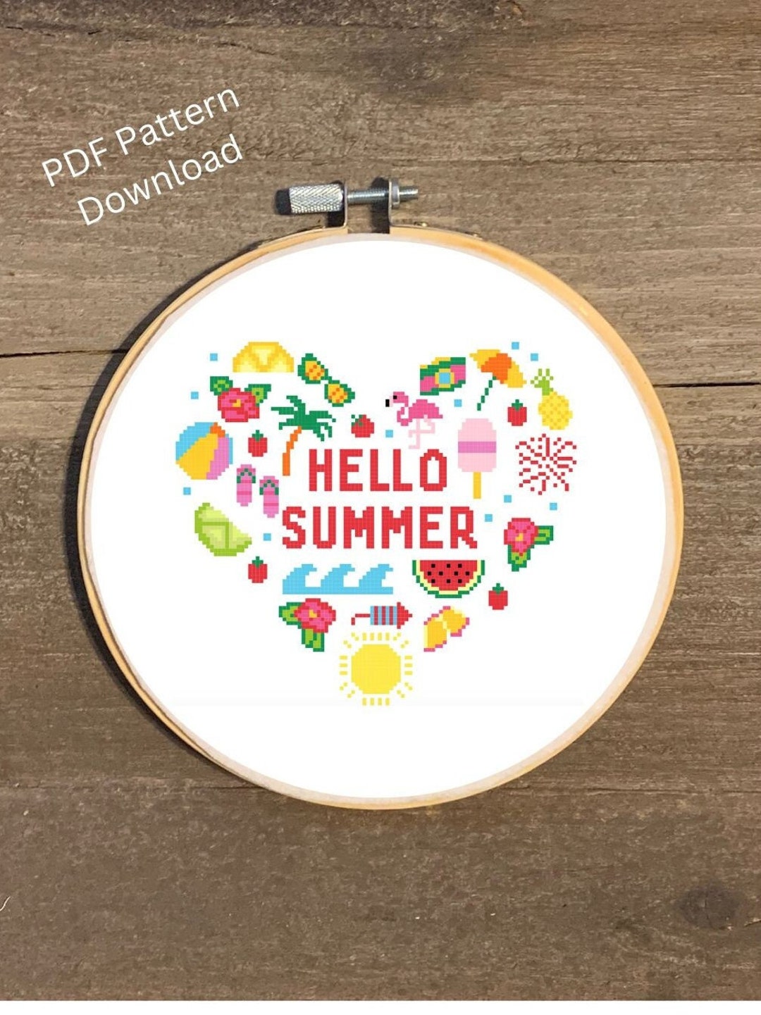 Summer Cross Stitch Pattern Hello Summer Cross Stitch Chart - Etsy