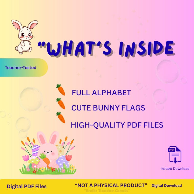 Printable Easter Bunny Banner, Happy Easter Bunting for Classroom ...