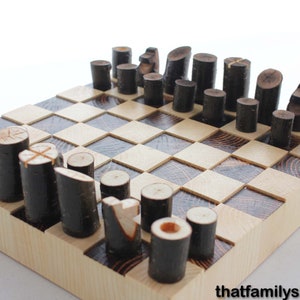 Handcrafted Minimalist Style Log Chess Set--unique Tabletop Wooden ...