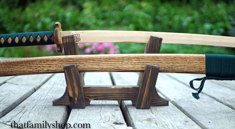 Double Katana Sword Display Stand, Japanese Samurai Katana Rack Holder ...