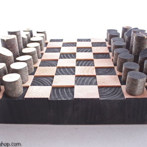 Chess Set Modern Wood Rustic Decor, Minimalist Style Log Chess Set ...