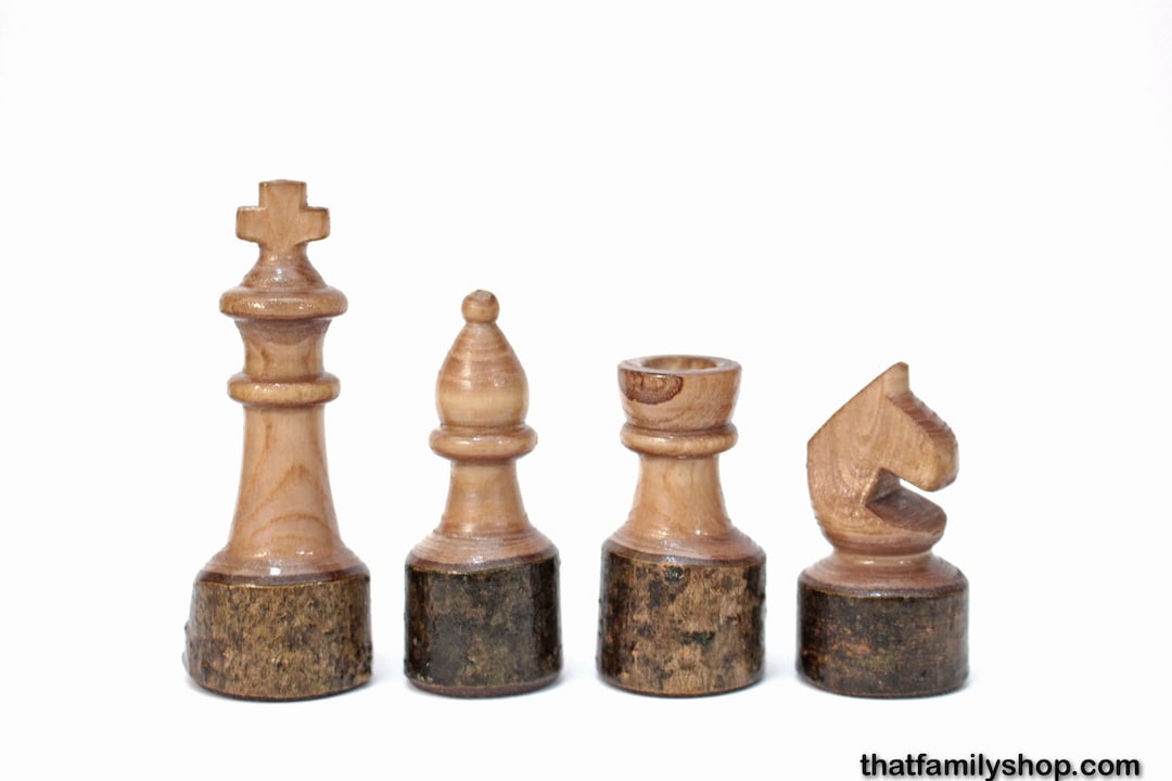 Handmade Rustic Chess Set, Rustic Wood Chess Pieces and Live-edge Chess ...