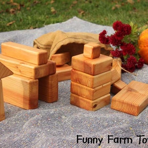 Building Block Set Kids Natural Toys Wooden 28 Piece Set With Carrying ...
