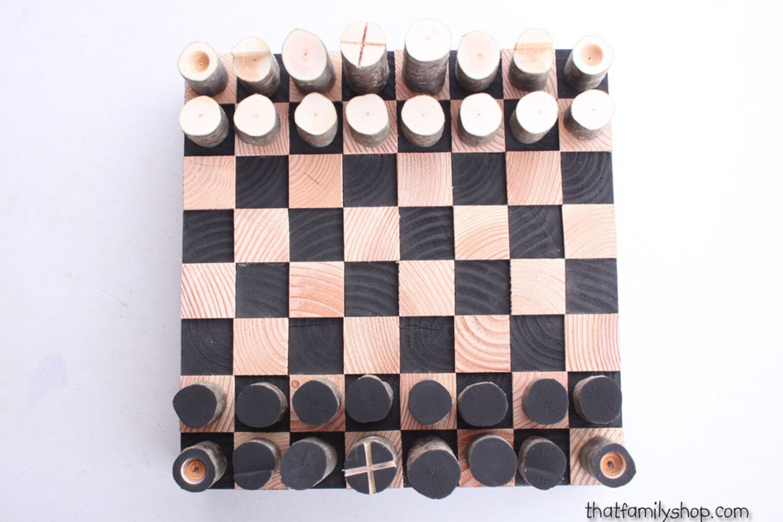 Chess Set Modern Wood Rustic Decor, Minimalist Style Log Chess Set ...
