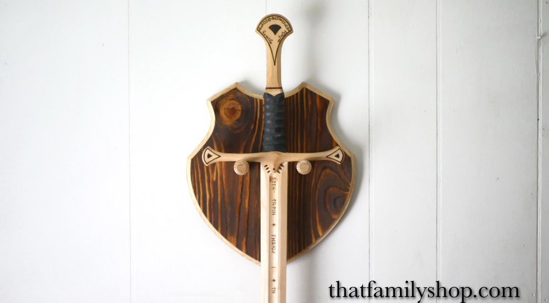 Sword Wall Hanger, Wood Shield Plaque for Prop Weapon Display - Etsy