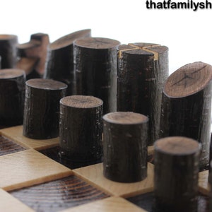Handcrafted Minimalist Style Log Chess Set--unique Tabletop Wooden ...