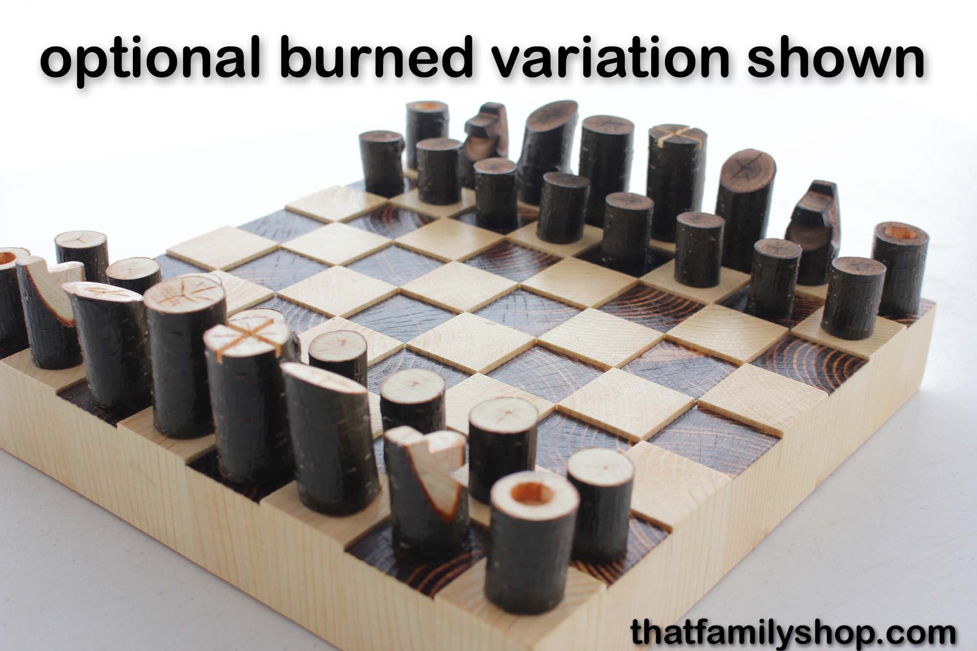 Chess Set Modern Wood Rustic Decor Minimalist Style Log Chess - Etsy
