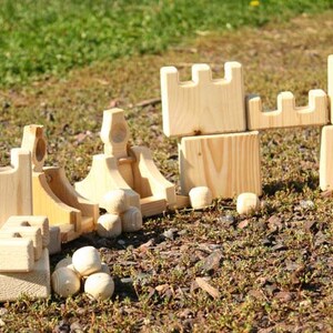 Catapult Rubber Band Toy and Castles Natural Wooden Game Eco Friendly ...