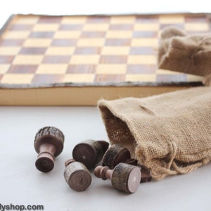 Handmade Rustic Chess Set, Rustic Wood Chess Pieces and Live-edge Chess ...