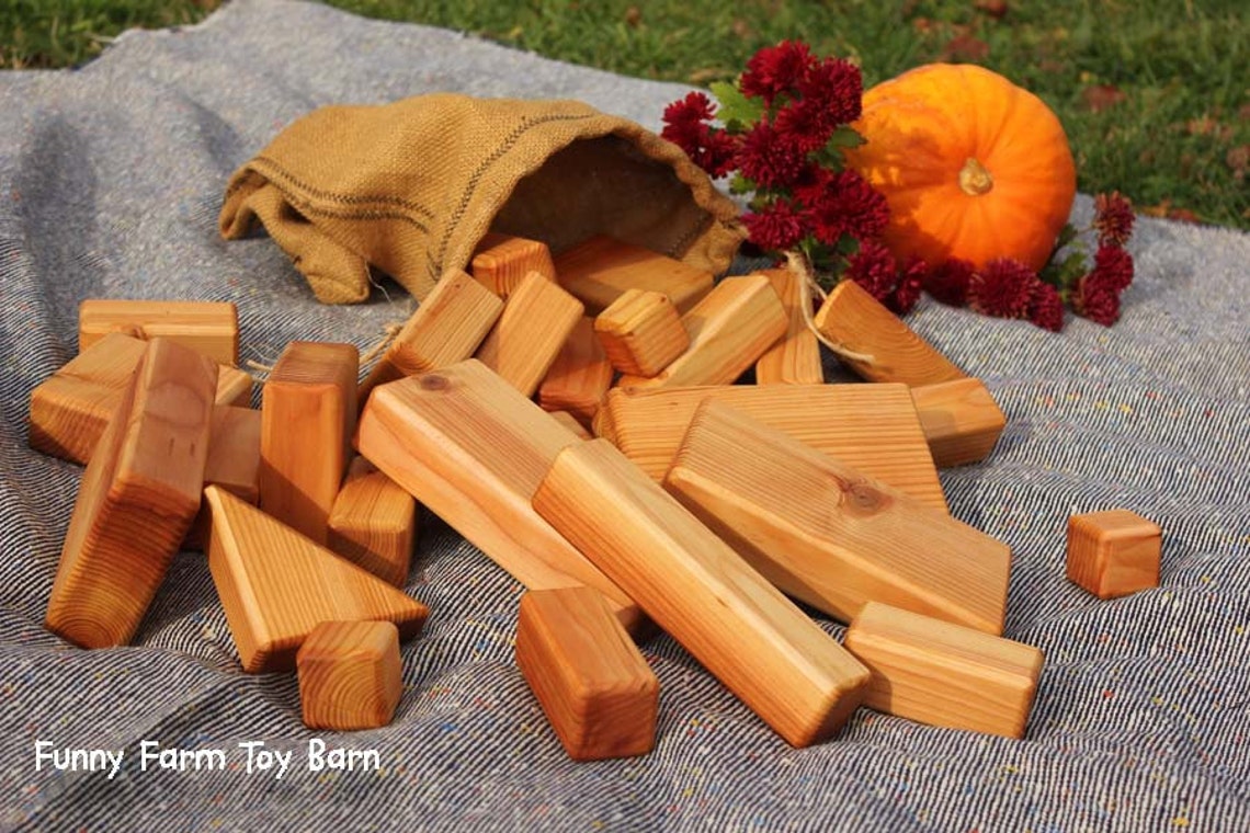 Building Block Set Kids Natural Toys Wooden 28 piece Set with | Etsy