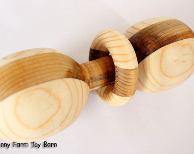 Natural Wood Baby Rattle Teething Ring READY-2-SHIP Hand - Etsy