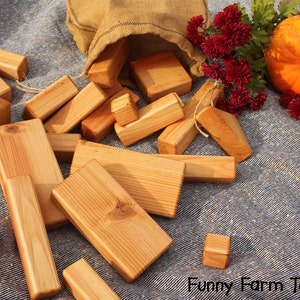 Building Block Set Kids Natural Toys Wooden 28 Piece Set With Carrying ...