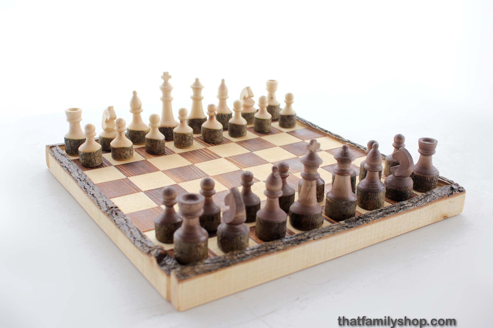 Handmade Rustic Chess Set, Rustic Wood Chess Pieces and Live-edge Chess ...