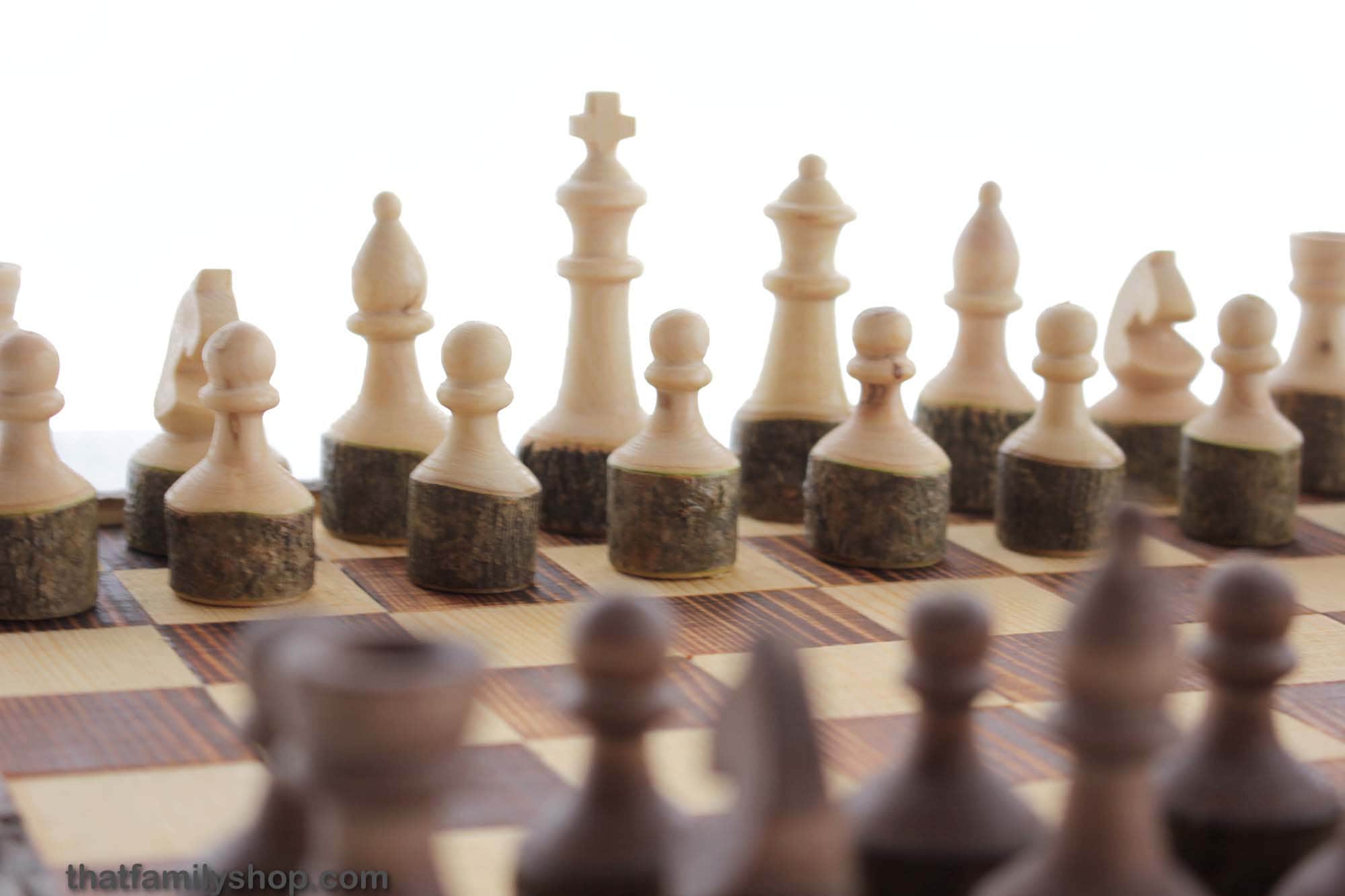Handmade Rustic Chess Set, Rustic Wood Chess Pieces and Live-edge Chess ...