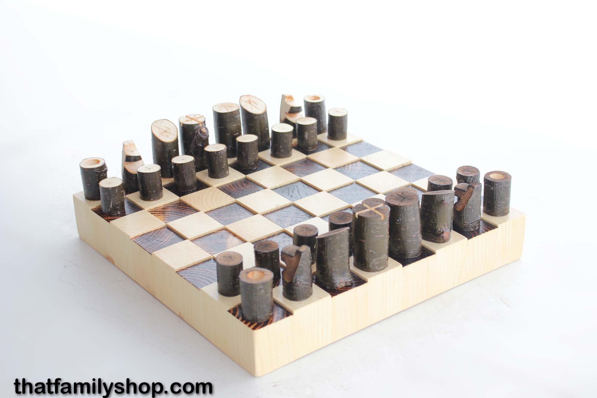 Handcrafted Minimalist Style Log Chess SetUnique Tabletop | Etsy