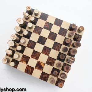 Handcrafted Minimalist Style Log Chess Set--unique Tabletop Wooden ...