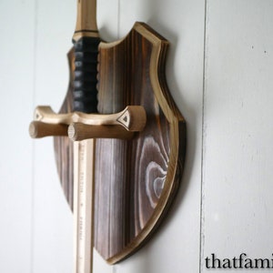 Sword Wall Hanger, Wood Shield Plaque for Prop Weapon Display - Etsy