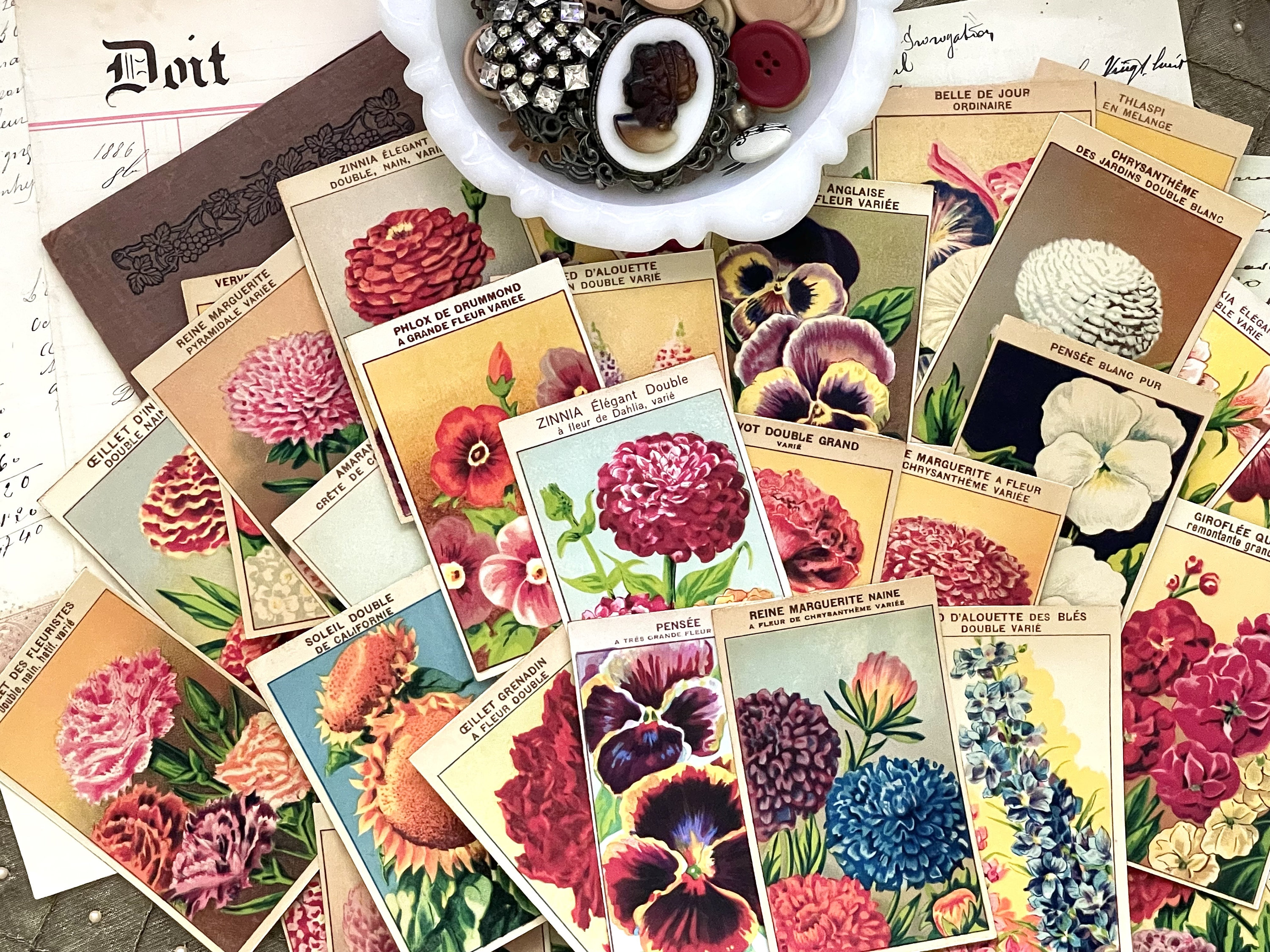 72 Antique French Flower Labels // Vintage Ephemera Download ...