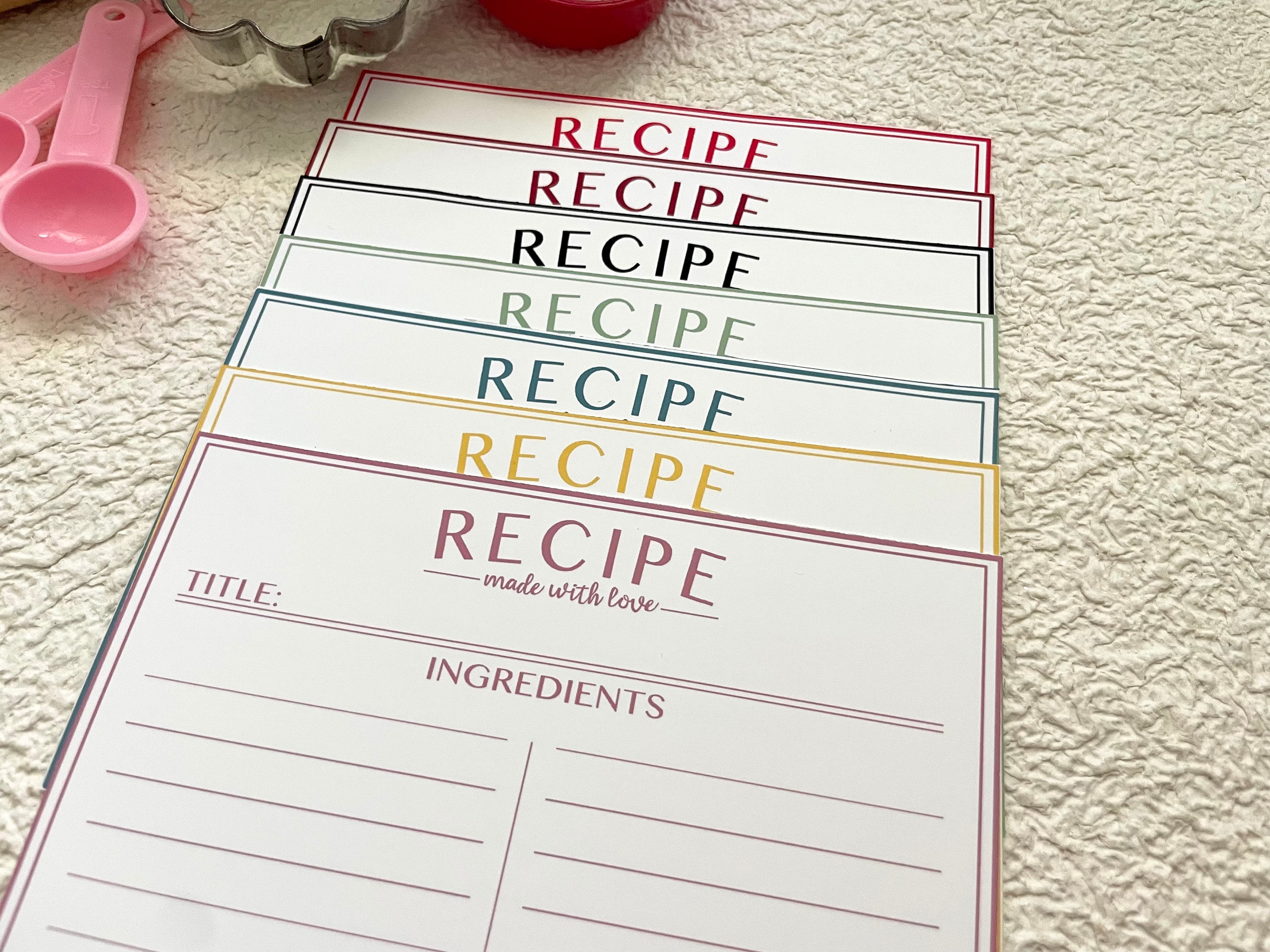 Recipe Cards // 4 X 6 Inserts for Cookbook // Recipe Card Printable ...