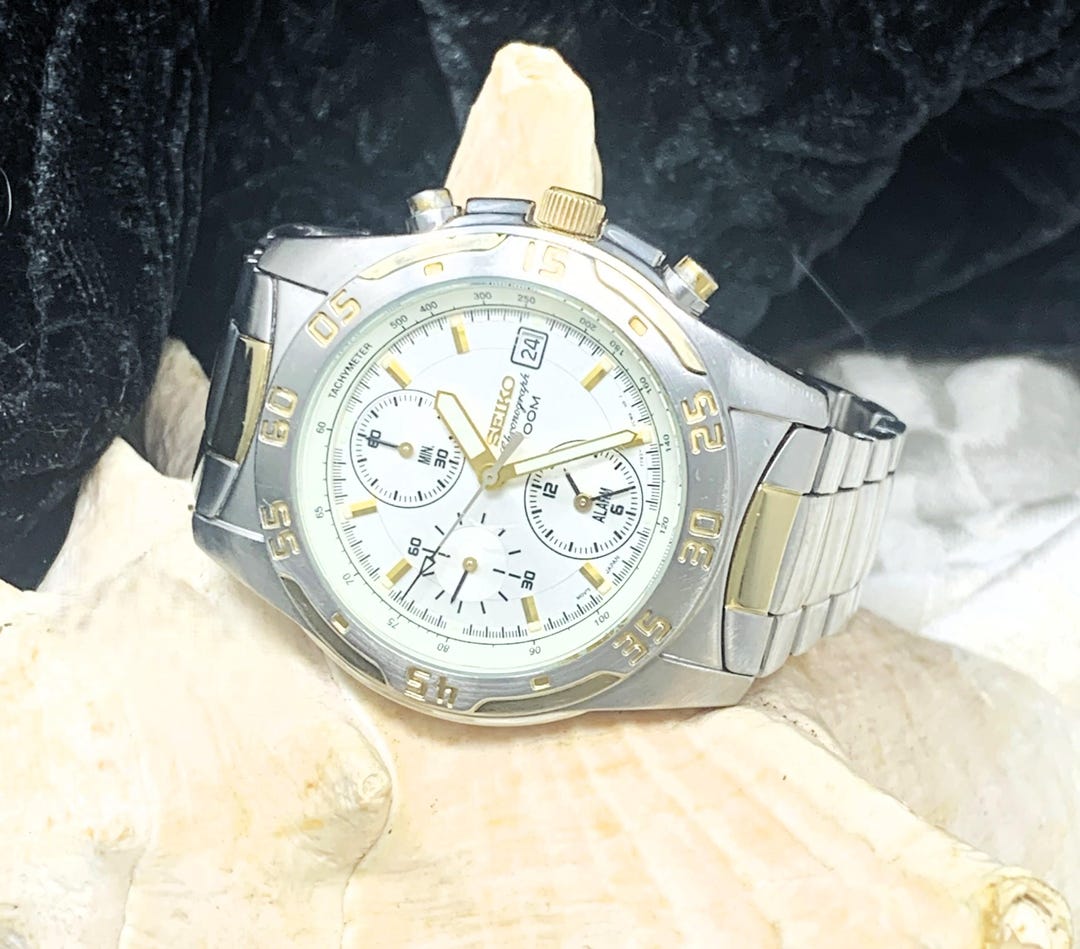 Seiko Cal. 7T62-00D0 Alarm/chronograph Silver/gold Stainless 100m Men's Watch - Etsy