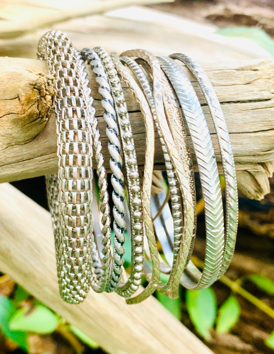 Elegant 80s Retro Group of 10 Silver Tone Stacking Bangle Bracelets - Etsy