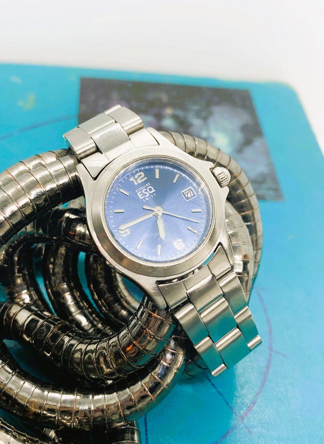 ESQ Esquire/movado E5054 Stainless/blue Dial Women's Bracelet Watch New ...