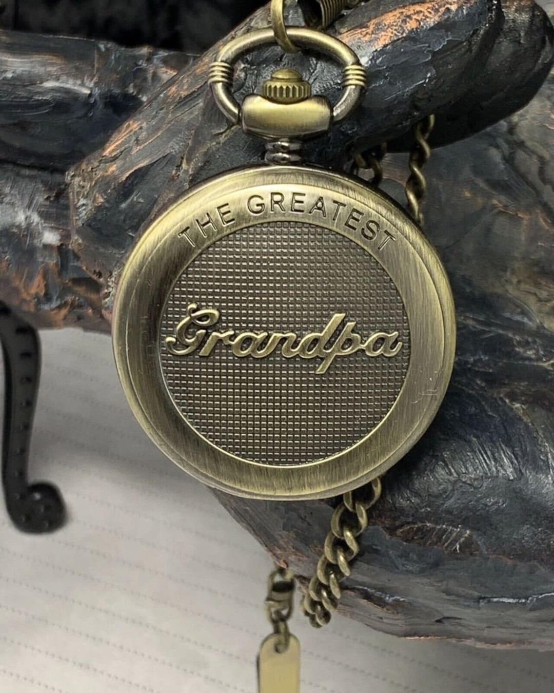 The Greatest Grandpa Full Hunter Bronze Tone/white Dial Men's Pocket ...