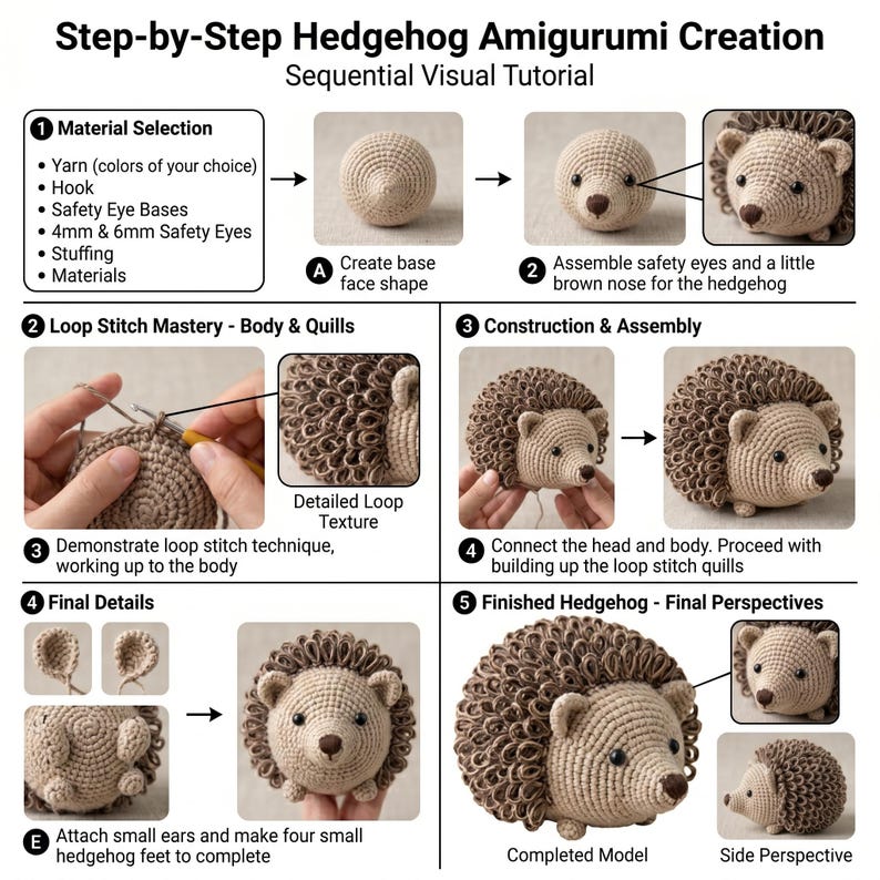 Realistic Hedgehog Crochet Pattern Amigurumi PDF | Intermediate ...