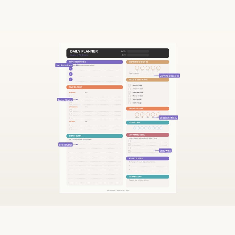 ADHD Student Planner Printable, Homework Tracker, Study Planner ...