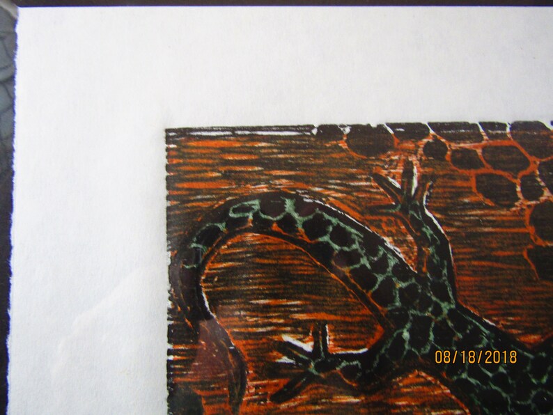 Lizard Gecko Reptile Woodcut Engraving Hand Carved Woodblock - Etsy