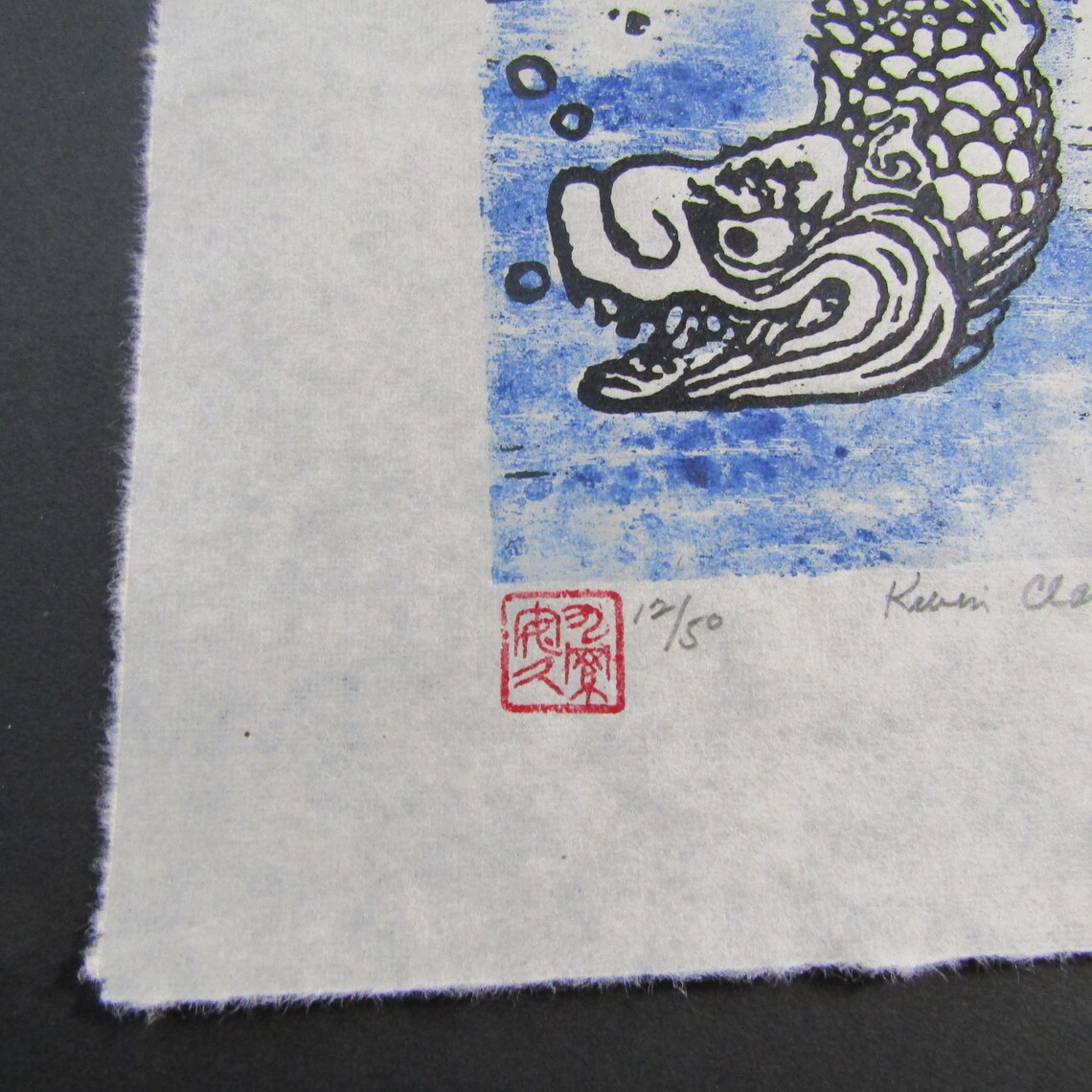 Shachihoko Tiger Carp Fish Woodblock Print Engraving Moku - Etsy