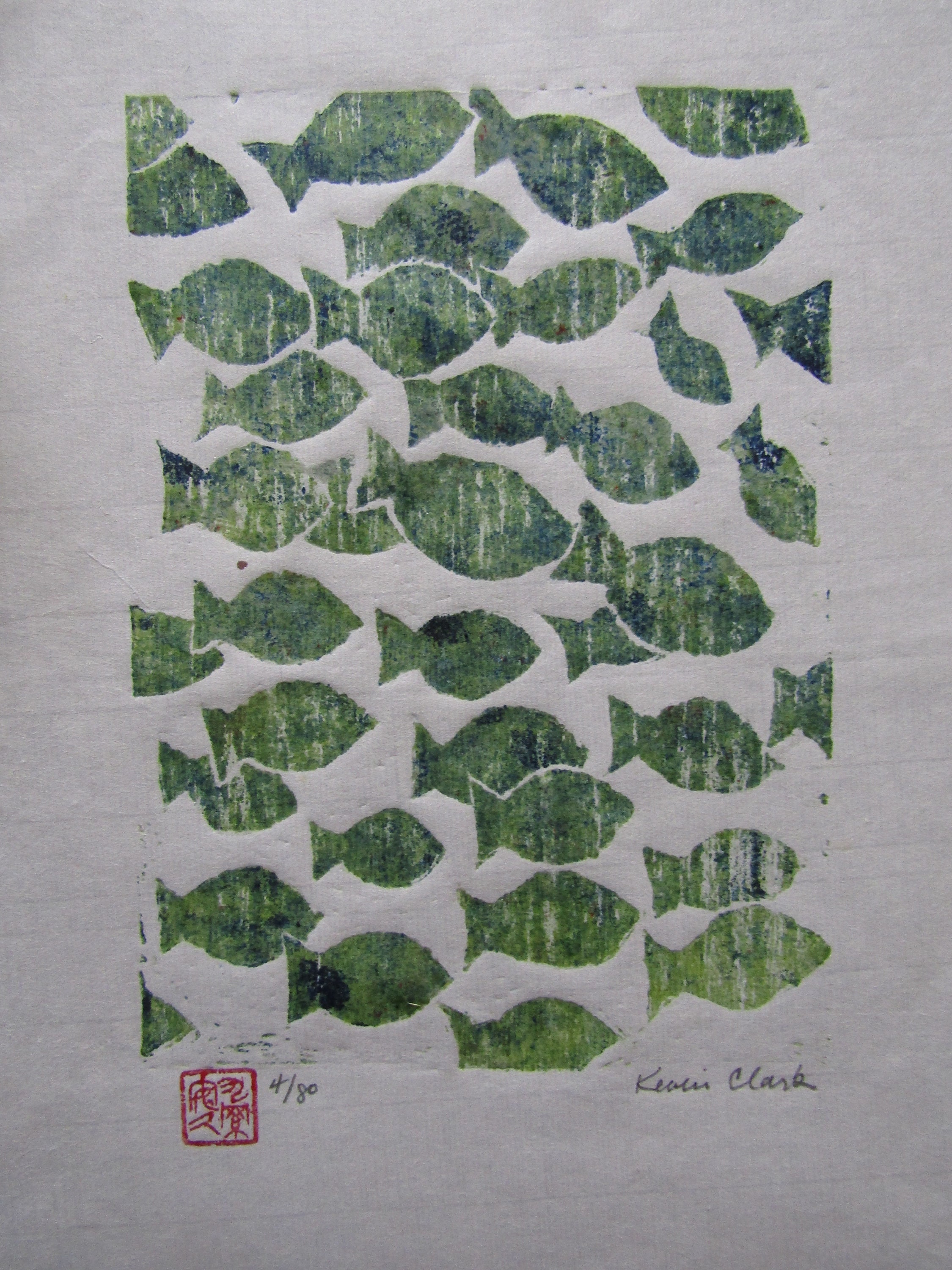 Ocean Fish School Original Hand Carved Woodblock Print Moku - Etsy