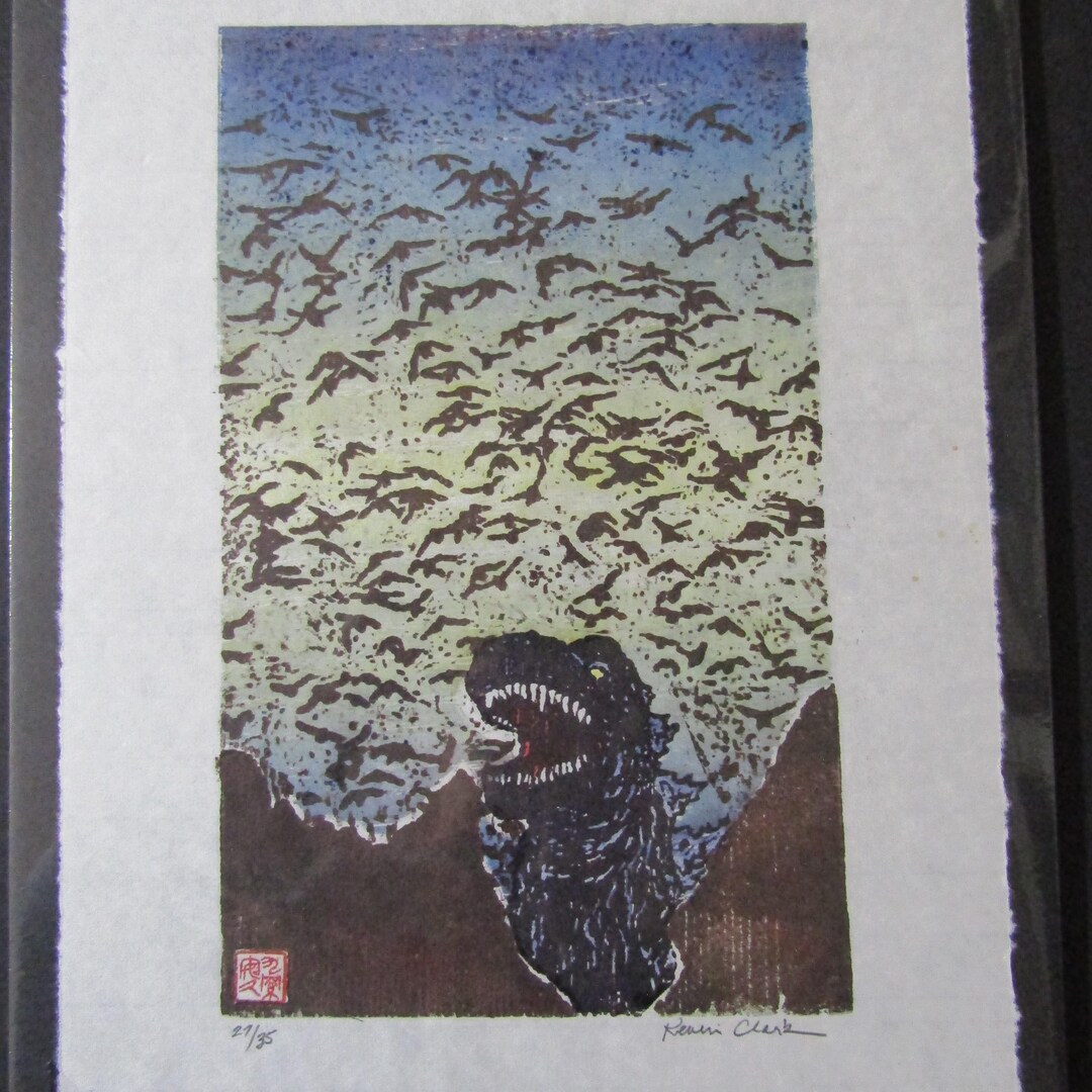 Kaiju Godzilla-like Monster Dinosaur and His Murder Japanese Bird or ...