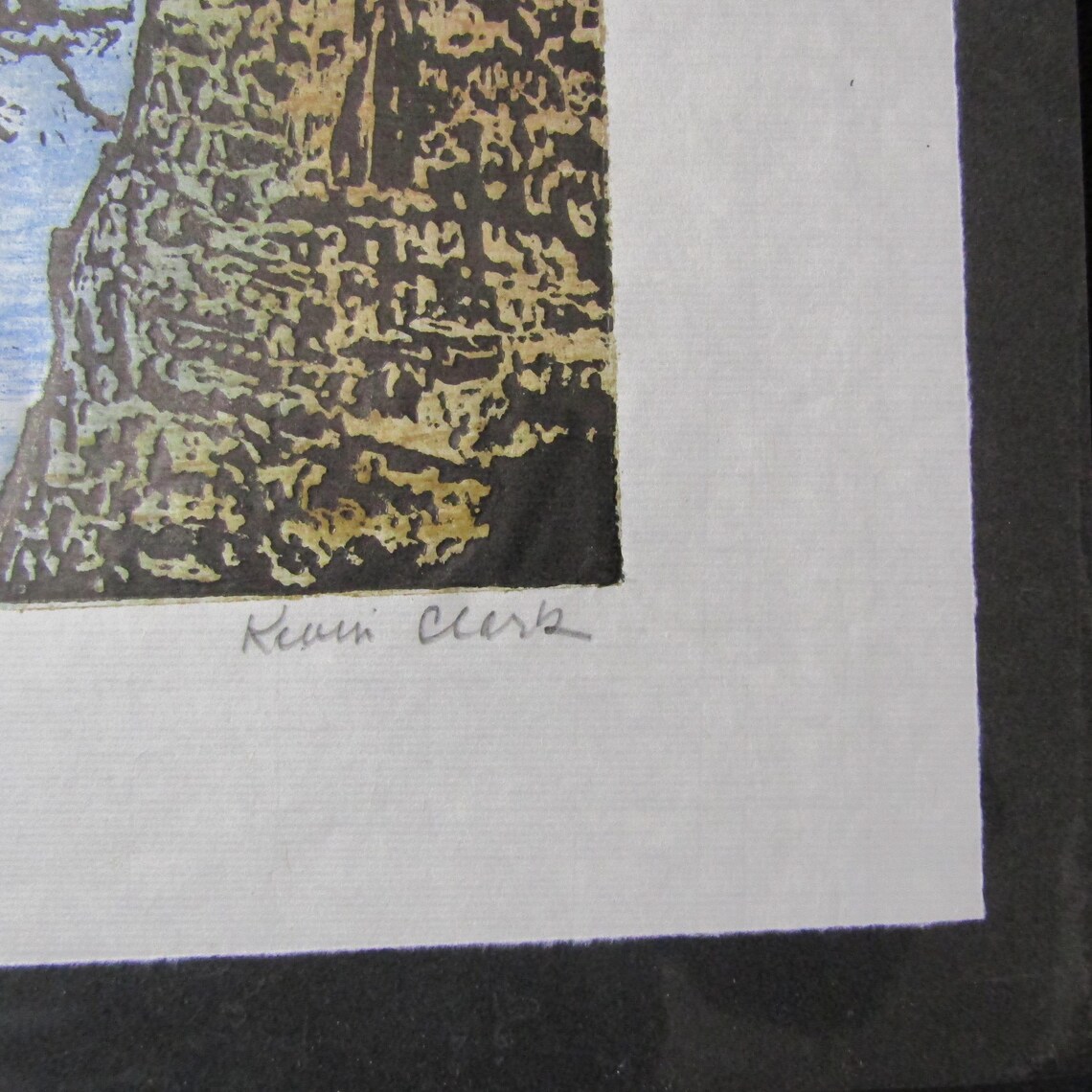 Pine Fir Cedar Tree Forest Cliff Edge Original Hand Carved Woodblock ...