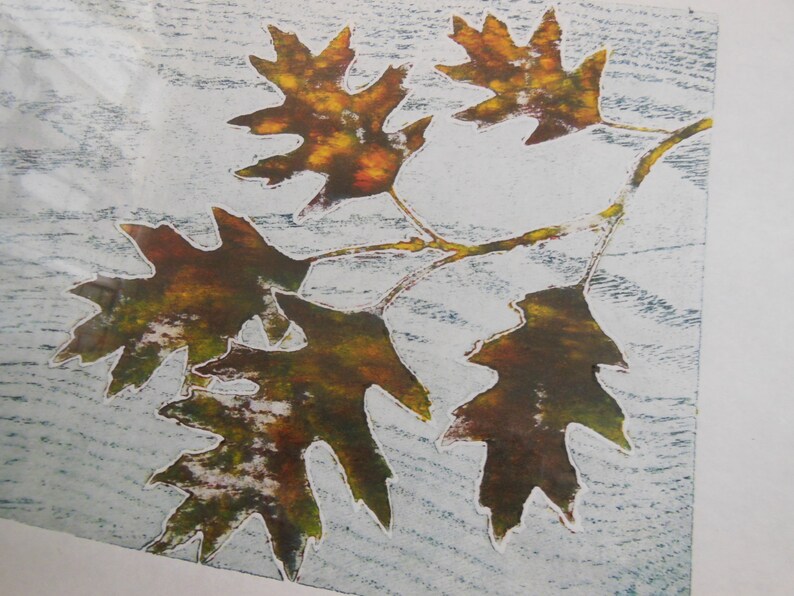 Red Oak Leaf Hand Carved Woodblock Print Japanese Washi Paper - Etsy