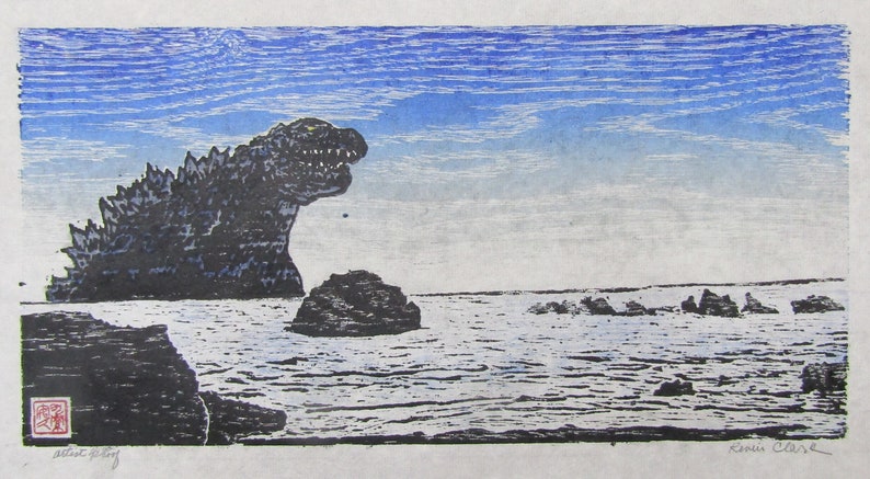 Kaiju Face Rock Bandon Oregon Coast Sea Monster Godzilla Original Hand ...
