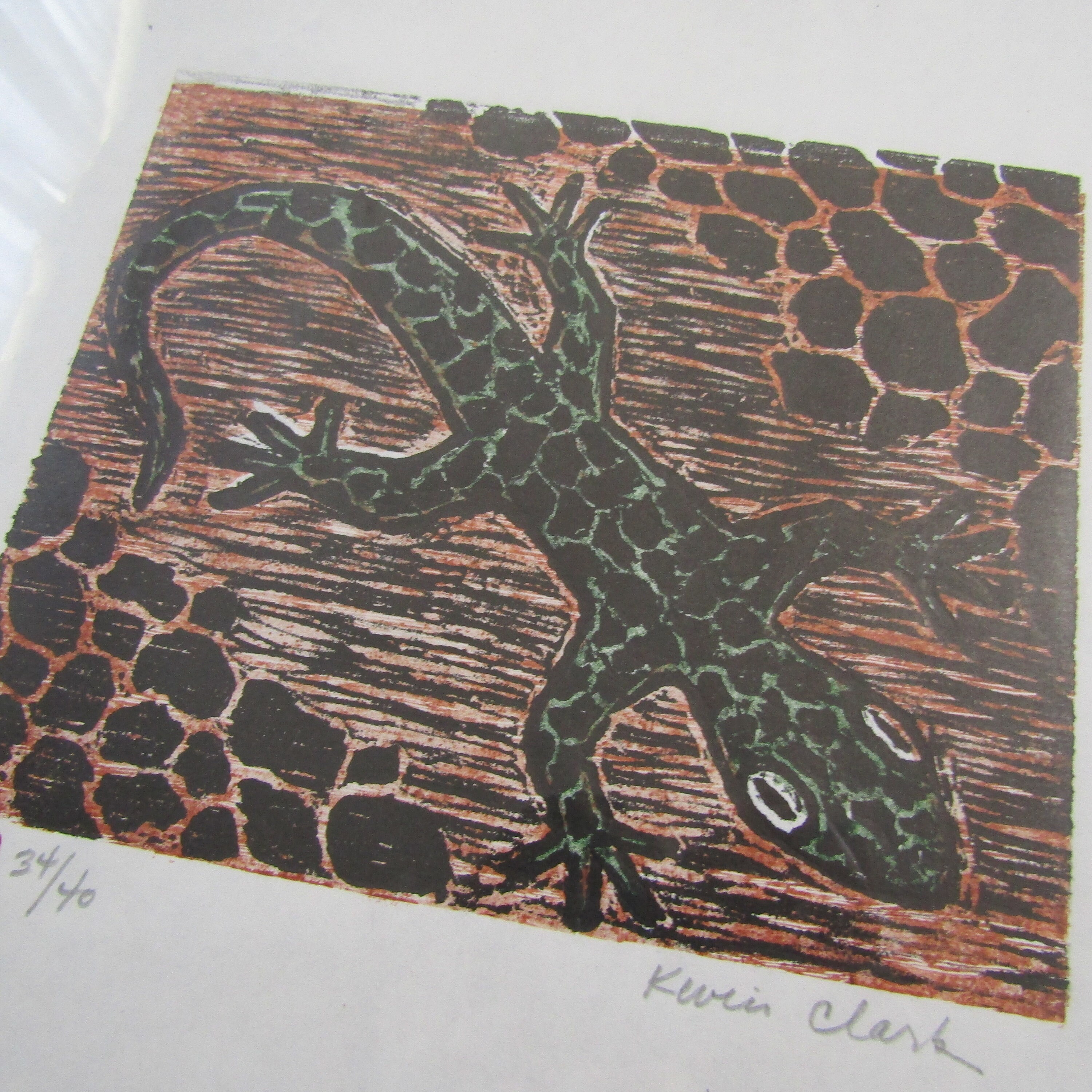 Spotted lizard gecko hand carved woodblock print Japanese | Etsy