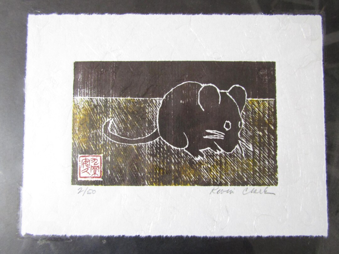 Nezumi Mouse Rat Mice Woodcut Engraving Hand Carved Woodblock Print ...